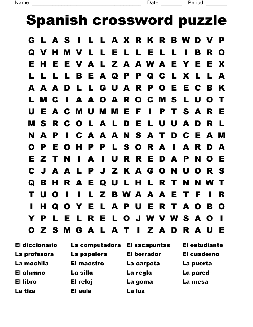 Crossword Puzzles In Spanish Printable All FREE Printables Crossword Puzzles In Spanish Printable All FREE Printables